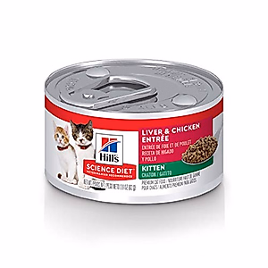 Hill's Science Diet Kitten Liver & Chicken Entrée Wet Cat Food, 2.9 oz. Cans, 24-Pack