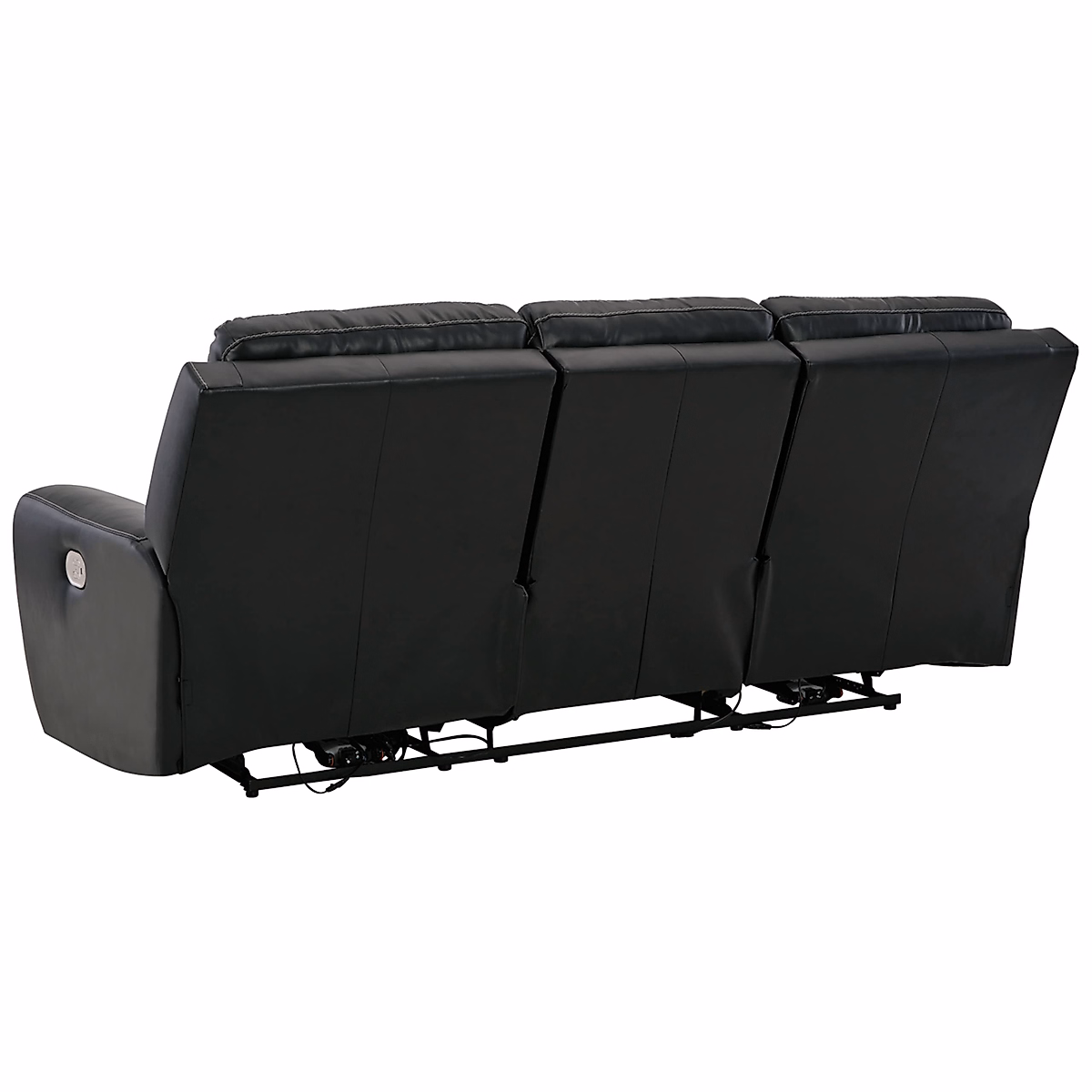 Signature Design by Ashley Warlin Modern Faux Leather Tufted Power Reclining Sofa with Adjustable Headrest, Black