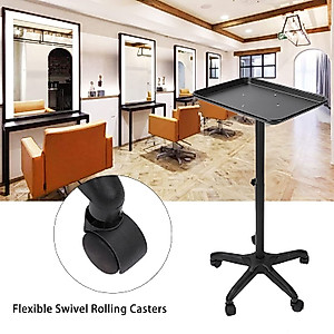Salon Rolling Tray,Tattoo Tray Rolling Trolley Adjustable Height Utility Cart, Beauty Salon Clinic Spa Service Instrument Storage Tray(Black)
