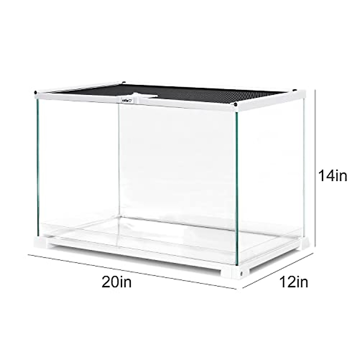 OIIBO 15 Gallon Glass Reptile Terrarium Tank, 20" X 12" X 14" Medium Reptile Terrarium with Sliding Screen Top for Gecko, Hermit Crab, Snake Reptiles and Small Animals