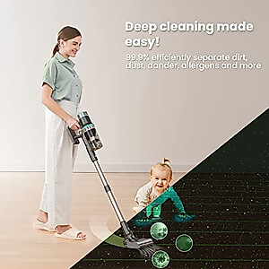 Belife BVC11 Cordless Vacuum Cleaner, Stick Vacuum Cleaners for Home Carpet Hardwood Floor, Wireless Household Vaccum for Pet Hair with Touch Display, 22Kpa Powerful Suction, Up to 40mins Runtime