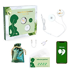 Baby Bump Headphones Marble Deluxe, Plays and Shares Music, Sound and Voices to The Womb, Prenatal Speaker, Including bebon Tunes APP (Marble Gold)