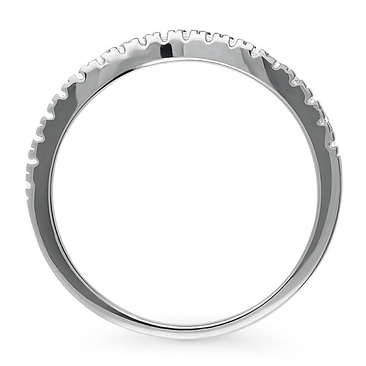 BERRICLE Sterling Silver Wishbone Wedding Rings Cubic Zirconia CZ Curved Half Eternity Ring for Women, Rhodium Plated Size 8.5