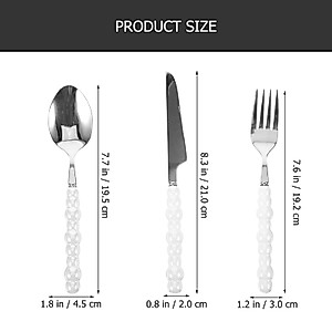 OSALADI 1 Set Dinnerware Serving Utensils Silverware Flatware Eating Utensils Western Food Tableware Steak Cutlery Home Tableware Home Cutlery Knives Stainless Steel White Ceramics
