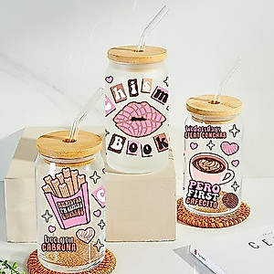 Glass Cup Wrap Transfers Stickers for 12oz 16oz Glass Cups 10 Sheets Mama Boss UV DTF Cup Wrap Transfer Cup Stickers Decals Waterproof Rub on Transfers Mug Stickers Decals for Crafting DIY