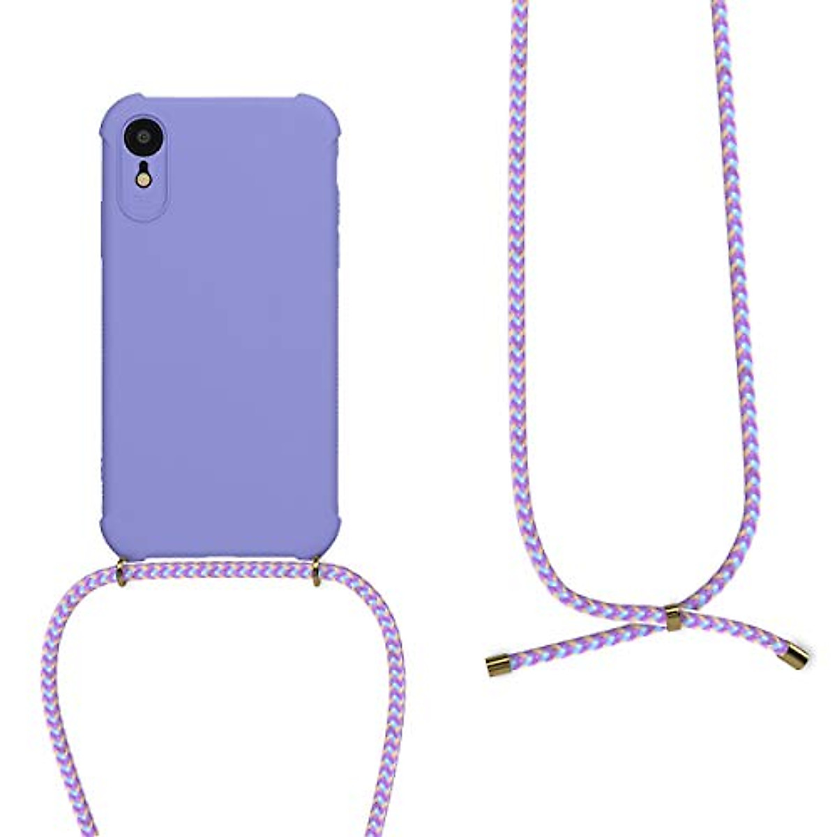 kwmobile Crossbody Case Compatible with Apple iPhone XR Case - TPU Silicone Cover with Strap - Lavender