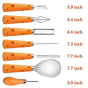 FEONRJIEY Halloween Pumpkin Carving Kit with Carrying Bag, Pumpkin Carving Tools, Dishwasher Safe Professional Stainless Steel Tools, 7 Piece Pumpkin Carving Set for Kids and Adults