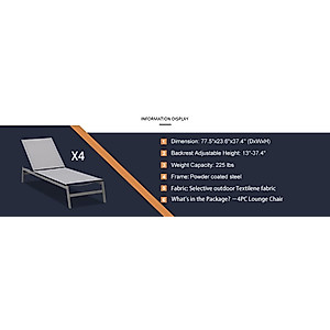 HAPPATIO Patio Chaise Lounge,Patio Lounge Chair with Breathable Textilene Fabric,Outdoor Patio Lounge Chairs for Patio Backyard Porch Poolside(Light Gray)