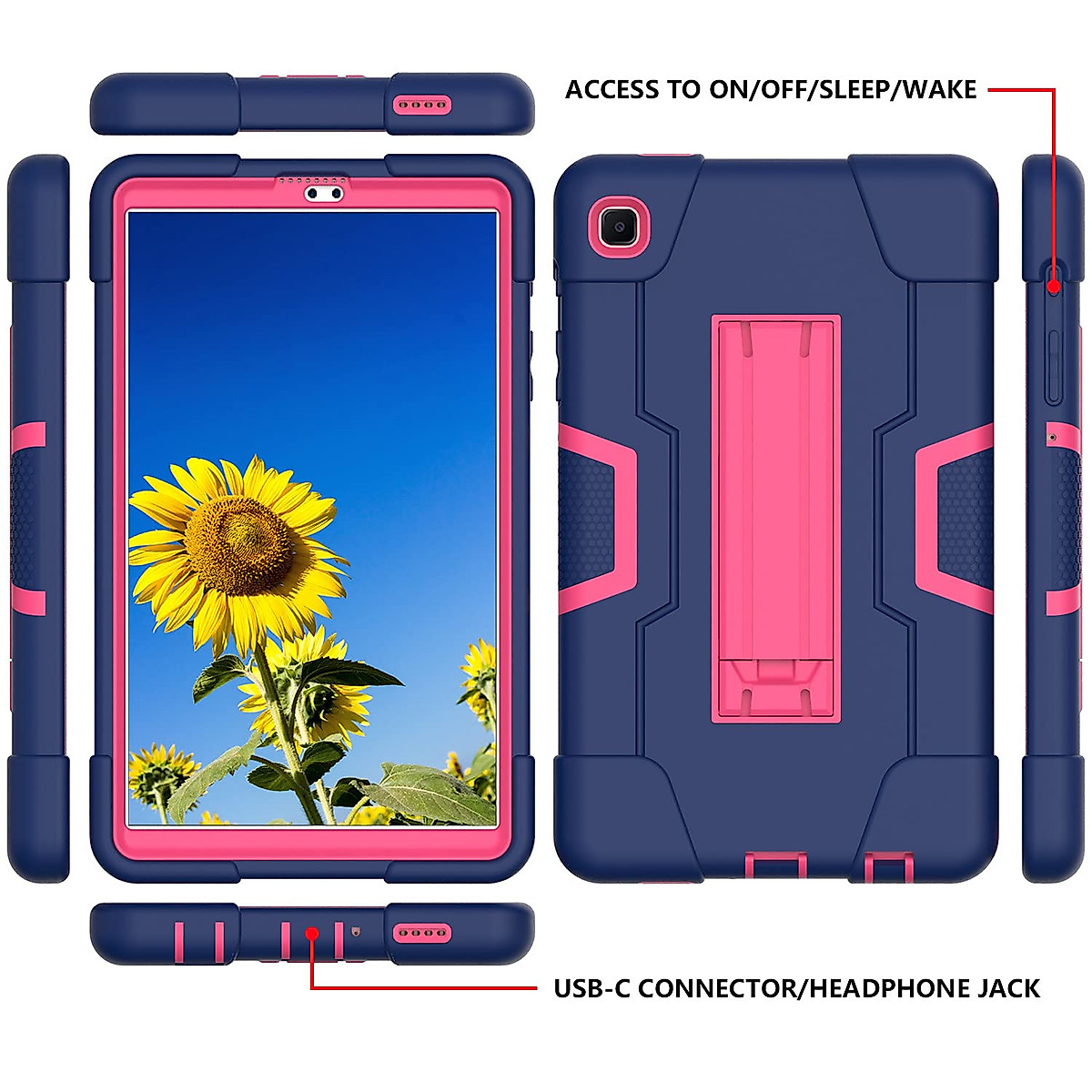 Meifei Case for Samsung Galaxy Tab A7 Lite 8.7" 2021, Heavy Duty Hard PC Soft Silicone Shockproof Rugged High Impact Protective Kickstand Case for Galaxy Tab A7 Lite 8.7 inch (SM-T220 SM-T225)