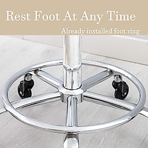 CoVibrant Wide Rolling Stool with Locking Wheels Footrest Adjustable Height Swivel for Salon Kitchen