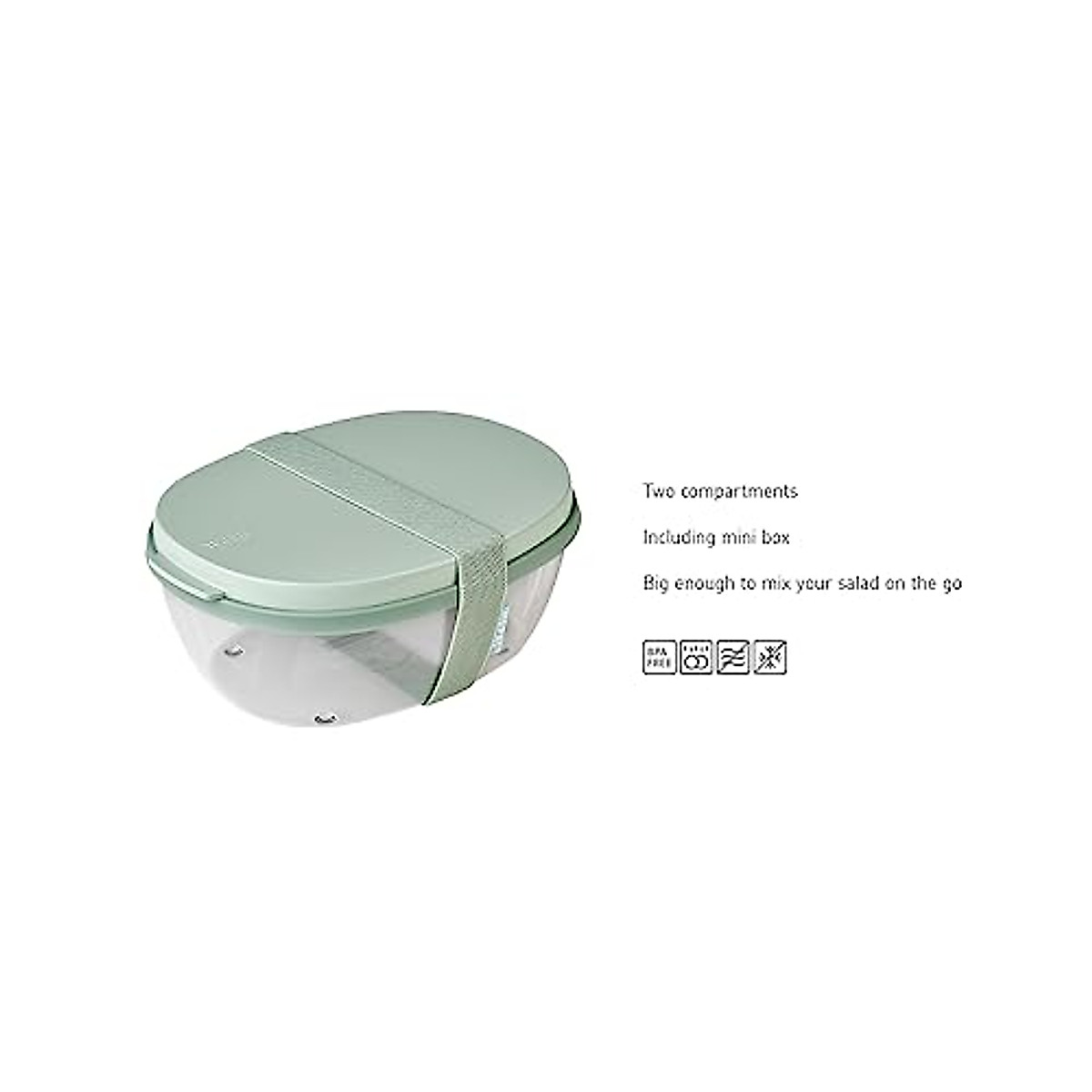 MEPAL, Duo-Salad Box with 2 Compartments for Food Storage, Plus a Detachable Mini Box, Portable, BPA Free, Nordic White, Holds 1900ml|64.2oz, 1 Count