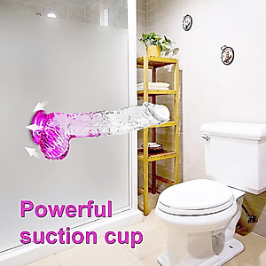 Realistic Clear Cute Purple Dildo - Life Like Adult Sex Toy for Women Pleasure, 6 Inch Fake Small Thin Dildo with Suction Cup for Beginner & Woman Men
