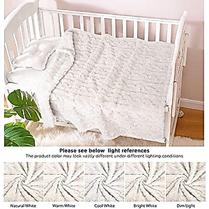 HOMRITAR Baby Blanket for Boys or Girls 3D Fluffy Fuzzy Blanket for Baby, Soft Warm Cozy Flannel Fleece Warm Blanket, Infant or Newborn Receiving Blanket 330GSM (30 x 40 Inch, Cream)