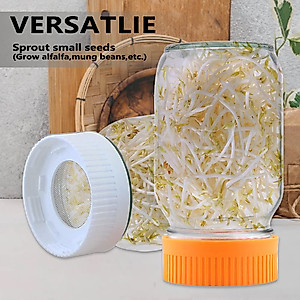 5 Pack Sprouting Lids for Wide Mouth Mason Jars, Plastic Sprout Lid, Bean Screen Sprouting Lids, Suit for Grow Bean Sprouts, Alfalfa, Salad Sprouts etc