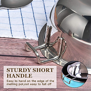 Milkary 2 Pieces Stainless Steel Double Boiler Pot with 2 Metal Spoon, Chocolate Melting Pot for Melting Chocolate, Butter, Cheese, Candle and Wax Making Kit Double Spouts 400ml/14oz