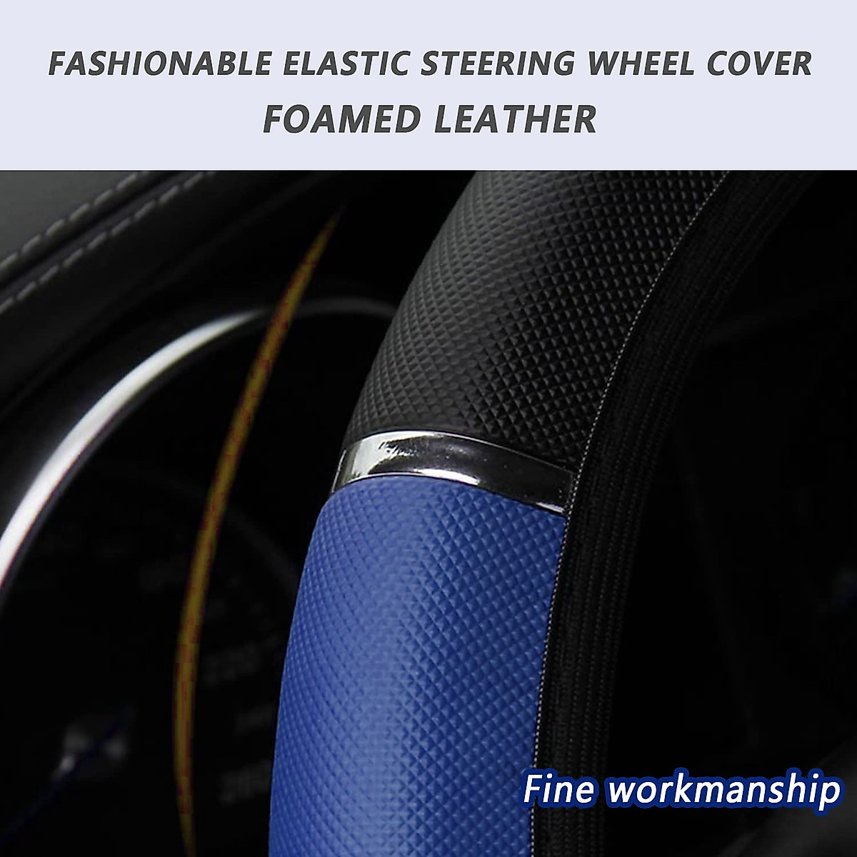 Car Steering Wheel Cover,15 Inch Universal Auto Anti-Slip Steering Wheel Protector,- Car Interior Accessories Women & Men, for Car Truck Van SUV (Blue)