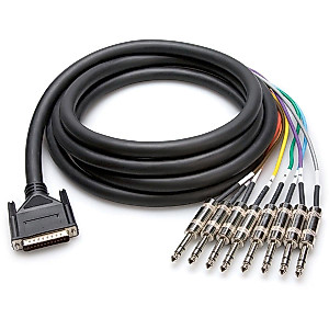Hosa Technology 2x 6.56'/2m Male DB-25 to 8x Stereo Male 1/4" Phone Balanced Snake Cable