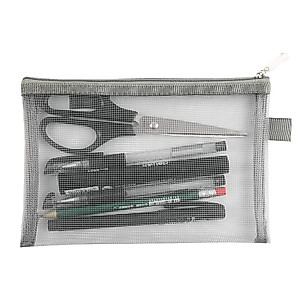 Topfinder Clear Cosmetic Bags Zip Makeup Mesh Bags Pencil Case Pouch Travel Toiletry Kit Set Storage Case ((6A+5A)*3 Grey)