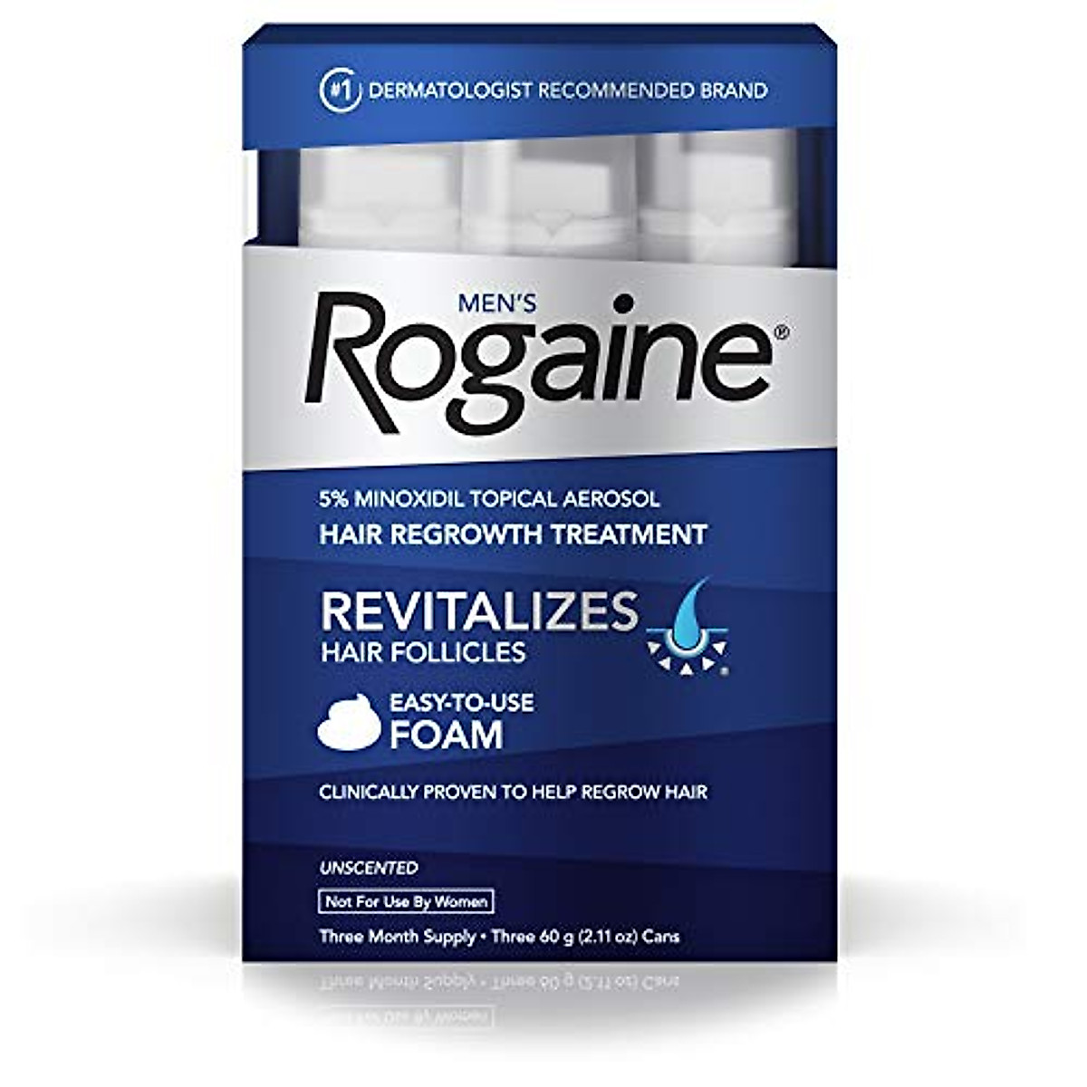 Men's Rogaine 5% Minoxidil Foam for Hair Loss and Hair Regrowth, Topical Treatment for Thinning Hair, 3-Month Supply