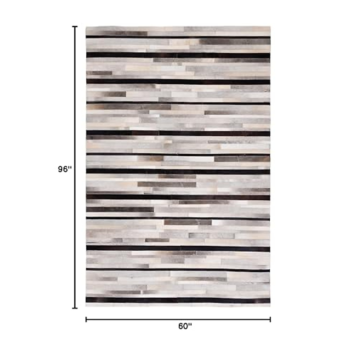 SAFAVIEH Studio Leather Collection 5' x 8' Ivory / Black STL816A Handmade Mid-Century Modern Leather Area Rug