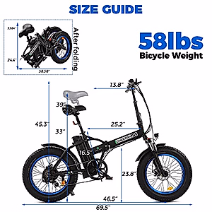 ECOTRIC Electric Bike 500W Folding Ebike 20" Fat Tire Foldable Electric Bicycle 48V 12.5AH Lithium Removable Battery Beach Snow Mountain E-Bike Commute Ebike for Adults Shimano 7-Speed