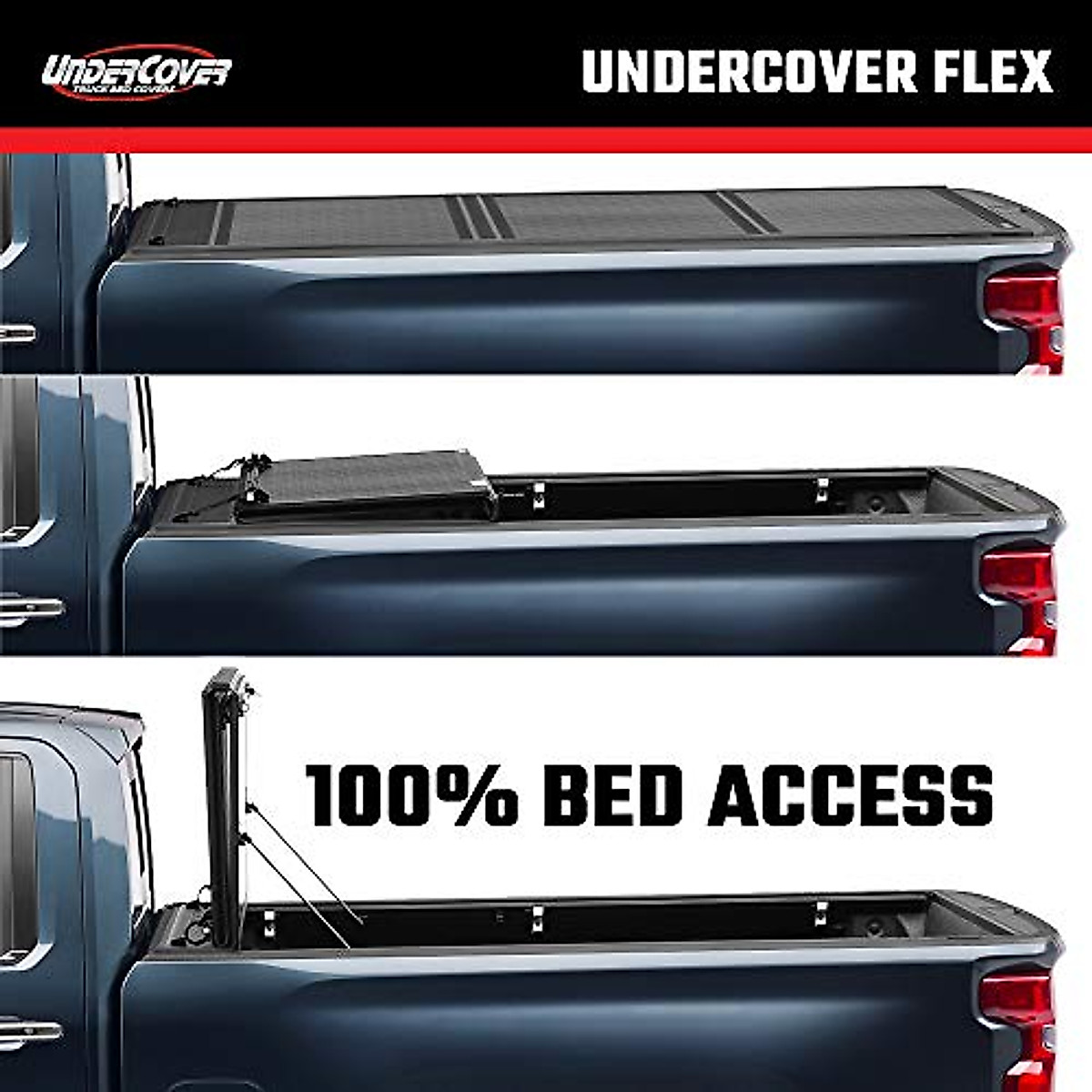UnderCover Flex Hard Folding Truck Bed Tonneau Cover | FX41008 | Fits 2007 - 2021 Toyota Tundra w/ rail system 5' 7" Bed (66.7")