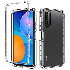 Gufuwo Case for P Smart 2021/Huawei Y7A/Enjoy 20 SE Case with Tempered Glass Screen Protector, Clear 360 Full Body Protection Hard Shell+Soft TPU Shockproof Cover Cases for Huawei P Smart 2021 (Clear)