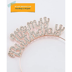 Cute Birthday Crown & Tiara Set for Girls & Women - Rose Gold