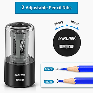 JARLINK Electric Pencil Sharpener, Heavy Duty Pencil Sharpener for 6-12mm Colored Pencils, Auto Stop, Fast Sharpen in 3s, 8000 Sharpening Times, Ideal for School, Classroom, Teacher Supplies, Black