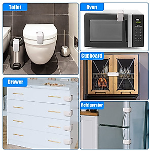 6 Pieces Child Safety Cabinet Locks,Baby Proofing Latches for Kitchen, Fridge, Cabinets, Drawers, Dishwasher, Storage Doors, Cupboard, Oven Toilet, Refrigerator, Strong Adhesive No Drilling (Brown)