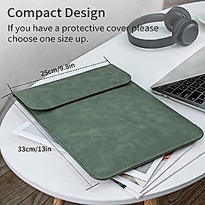 Allinside 13" Laptop Sleeve Compatible with MacBook Air 13 2018-2020 (A1932 A2179 A2337 M1)/ MacBook Pro 13 2016-2020 (A2338 M1 A2251 A2289 A2159 A1989 A1706 A1708), Synthetic Leather, Dark Green