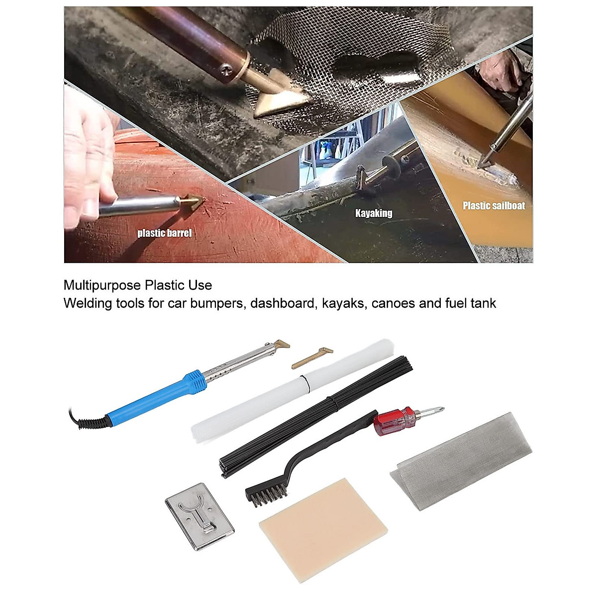 Biitfuu Plastic Welding Kit for Surface Repair Stainless Steel for Canoes with Plastic Welder and Rods Set (US Plug 110V 60HZ)