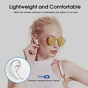 OYIB Wireless Earbuds, Bluetooth 5.3 Headphones with 4-Mics ENC Clear Call, Bluetooth Earbuds Touch Control 25Hour Stereo Sound with LED Power Display, Waterproof Earphones Sprot for Workout White