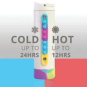 Elemental Iconic Pop Kids Water Bottle for School Girls and Boys | Triple Insulated Stainless Steel Thermos with Straw Lid & Fidget Handle | Flask Water Bottle | BPA free Tumbler, 20oz - White Tie Dye