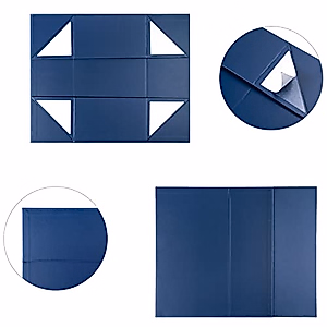 WRAPAHOLIC 1 Pcs 14x9x4.3 Inches Navy Gift Box with lids - Collapsible Gift Box with Magnetic Closure and 2 Pcs White Tissue Paper, Perfect for Birthday, Party, Holiday, Wedding, Graduation