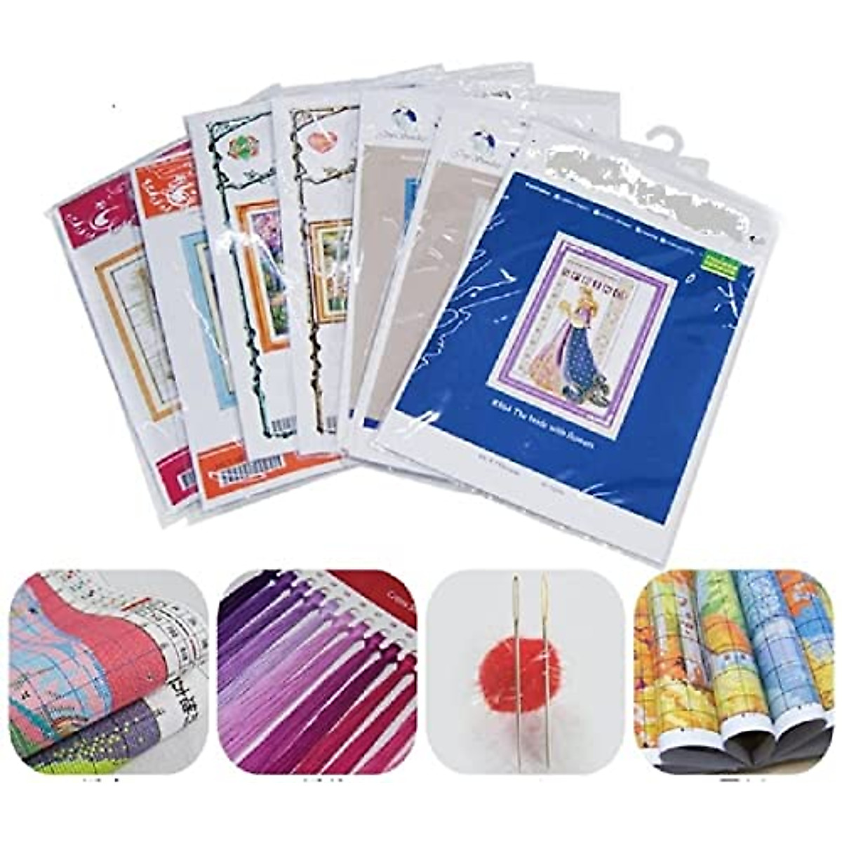 ARAZADR Stamped Cross Stitch Kits Full Range of Embroidery Patterns for Beginners 3 Strands 11CT Cross Stitches Needlepoint Kits- The Statue of Liberty and The American Flag and Eagle 15.75×11.81inch