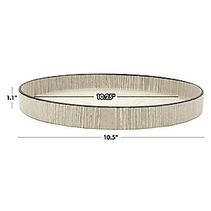 Koyal Wholesale Faux Wood Round Decorative Tray Rustic Wood Tray for Kitchen Counter, Coffee Table, Birch, 1-Pack