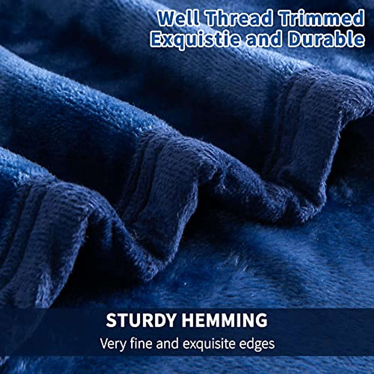 Cambividas Fleece Blanket, King Size Blanket, 330GSM, 90x108 Inches All Season Super Soft Cozy Warm Fuzzy Throw Blanket for Bed, Sofa, Travel, Camping, Navy Blue