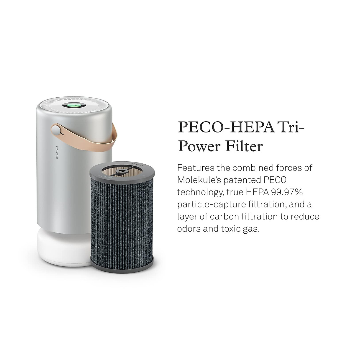 Molekule Air Pro | Air Purifier for Large Rooms up to 1000 sq. ft. w/PECO-HEPA Tri-Power Technology & PECO-HEPA Tri-Power Filter Air Pro | Air Purifier Replacement Filters for Smoke