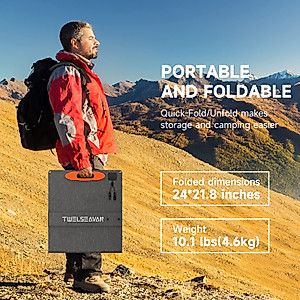 TWELSEAVAN 100W Solar Panel for Jackery/EF/Bluetti/Anker/Goal Zero Power Station, IP68 Waterproof 23.5% Efficiency ETFE Portable Foldable Solar Charger with Adjustable Kickstand for Camping Outdoor