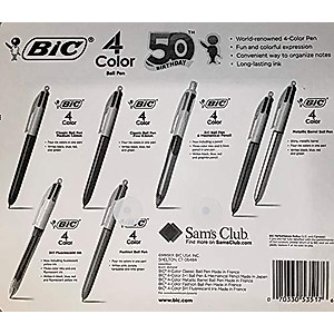 BiC 4-Color Ball Pens Long-Lasting Ink, 7 Count