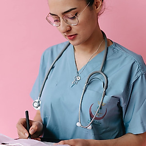 Nurse Gifts for Women, S925 Sterling Silver Initial Stethoscope Necklace for Nurse Medical Assistant RN Gifts for Nurses Week Gifts Nurse Graduation Gift for Medical Students Necklaces for Doctor (M)