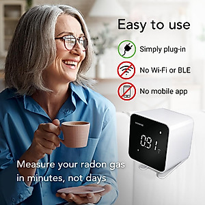 Ecosense EB100 EcoBlu, Home Radon Detector, Capture & Display Results Every 10 Minutes, Short & Long-Term Continuous Monitoring, Easy to Use