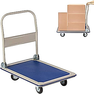 Generic Flatbed cart Folding Folding Platform Cart Heavy Duty Hand Truck Moving Push Flatbed Trolley for Warehouse Home Office Factory 660 lbs Weight Capacity