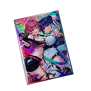 100PCS Holographic Flashing Top Loading Trading Card Sleeves Deck Protector for YuGiOh/Japanese Sized Cards 63x90mm (Evil Twins 2)