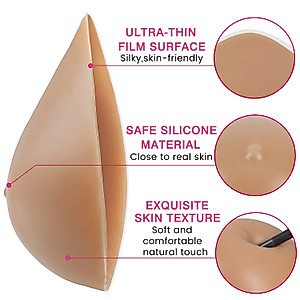 Vollence One Piece C Cup Triangle Silicone Breast Forms Mastectomy Prosthesis Bra Enhancer Inserts Concave Bra Pads