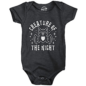 Creature of The Night Baby Bodysuit Funny Cute Halloween Bat Graphic Jumper for Infants Funny Baby Onesies Halloween Onesie for Baby Funny Sarcastic Onesie Black Newborn