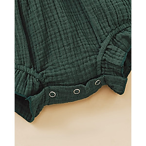 Saeaby Baby Girl Clothes 3-6 Months Infant Girl Clothes Fall Baby Long Sleeve Romper Ruffle Green One Piece Romper Bodysuit Cute Outfit for Girl