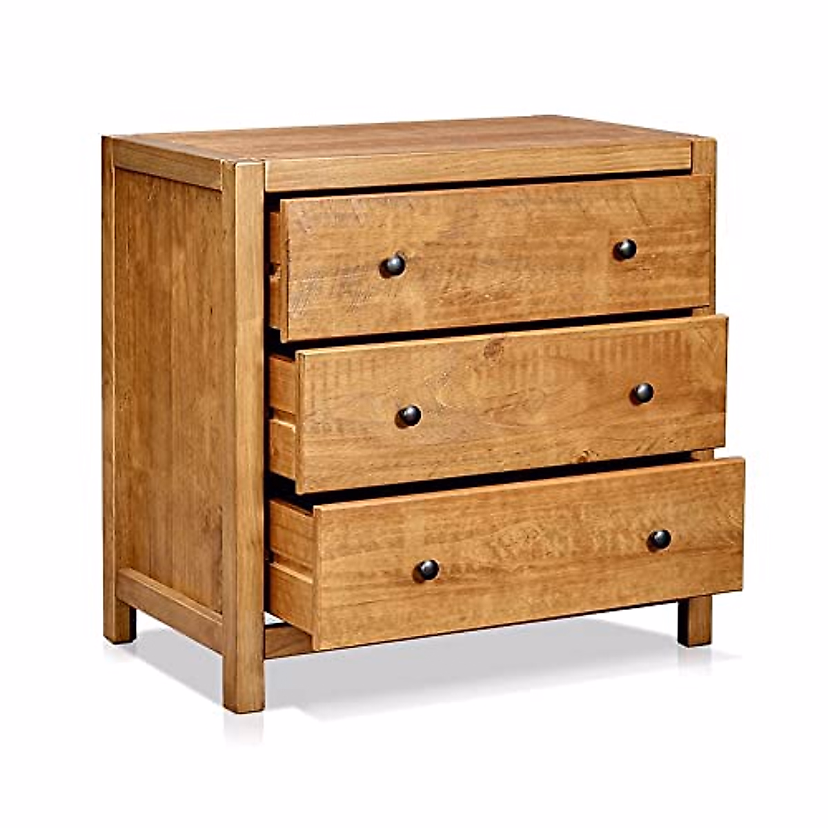 MUSEHOMEINC Rustic Wood with 3-Drawer Dresser,Storage Night Stand,Round Metal knobs,Oak Finish