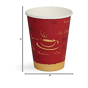 PAMI Hot Coffee Paper Cups -Disposable Take-Away Coffee Cups For Hot Drinks- Single-Use Paper Glasses For Espresso, Hot Chocolate, Tea- Cute To-Go Hot Beverage Drinking Cups (1000, 12oz)